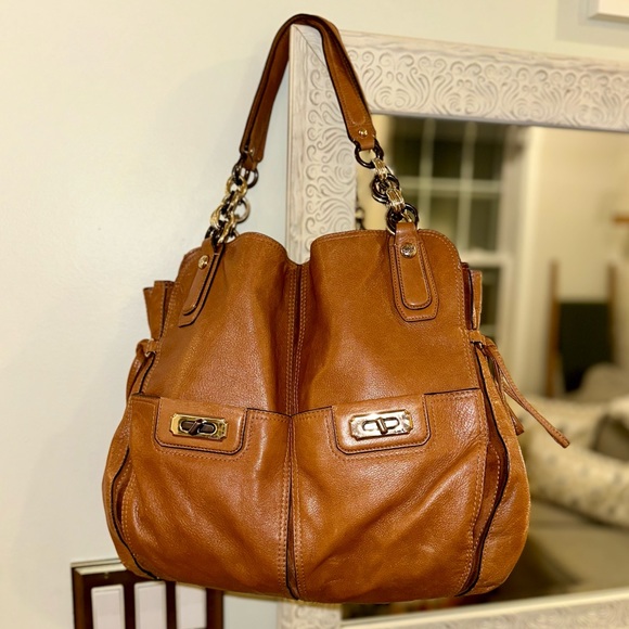 Coach | Bags | Coach Genuine Leather Authentic Large Brown Tan Purse ...